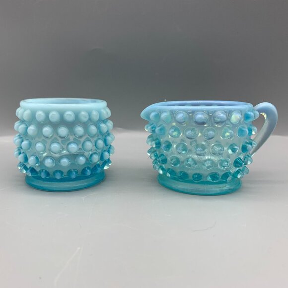 Fenton | Art | Vintage Fenton Mini Light Blue Opalescent Hobnail Glass ...